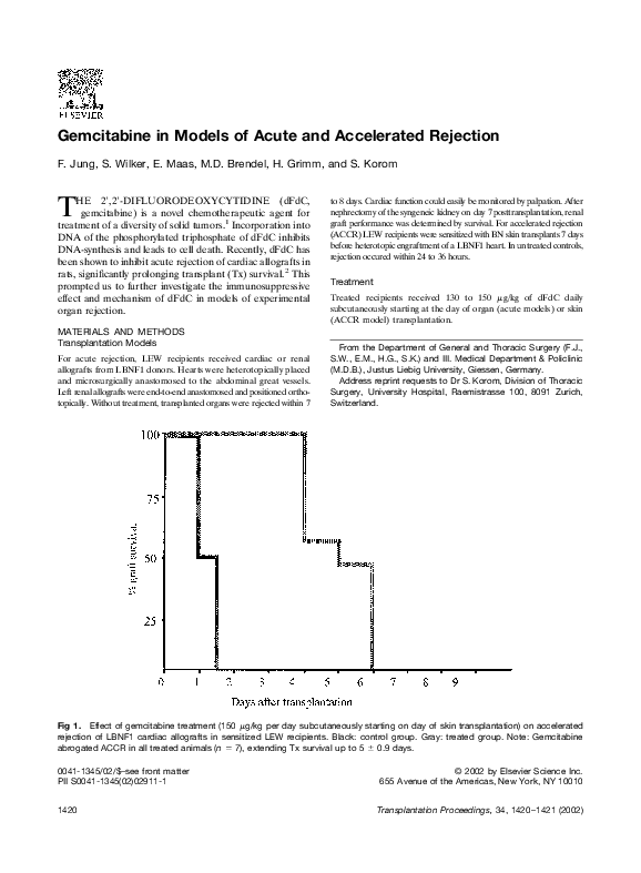 (PDF) Gemcitabine in models of acute and accelerated rejection