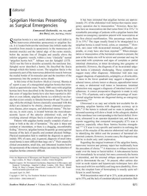 (PDF) Spigelian Hernias Presenting as Surgical Emergencies