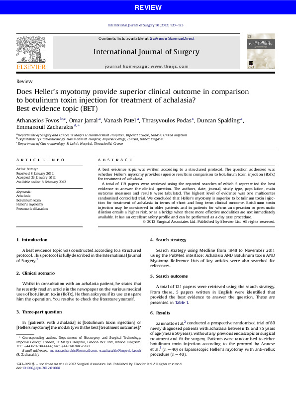 (PDF) Does Heller’s myotomy provide superior clinical outcome in ...