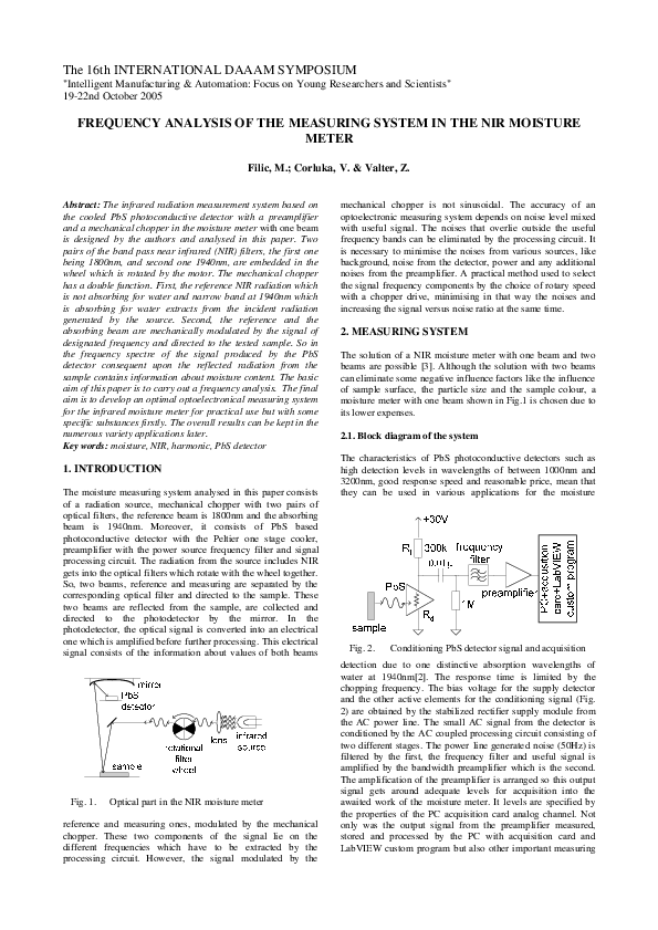 (PDF) Frequency Analysis of the Measuring System in the Nir Moisture Meter
