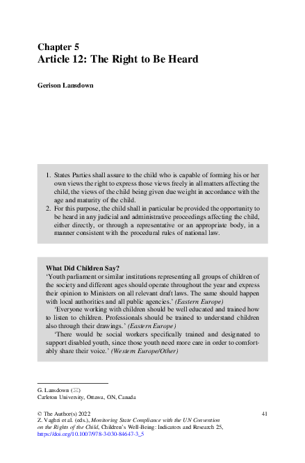 (PDF) Article 12: The Right to Be Heard