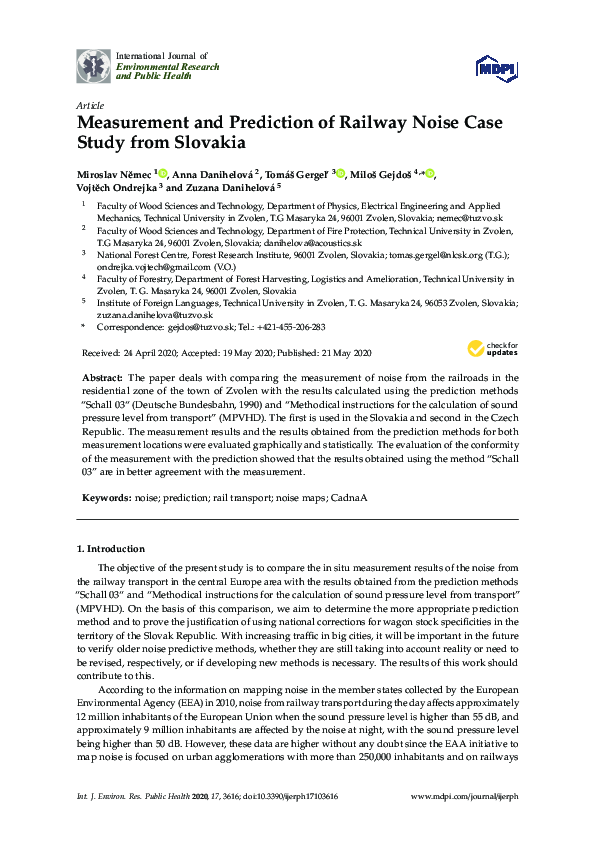 (PDF) Measurement and Prediction of Railway Noise Case Study from Slovakia