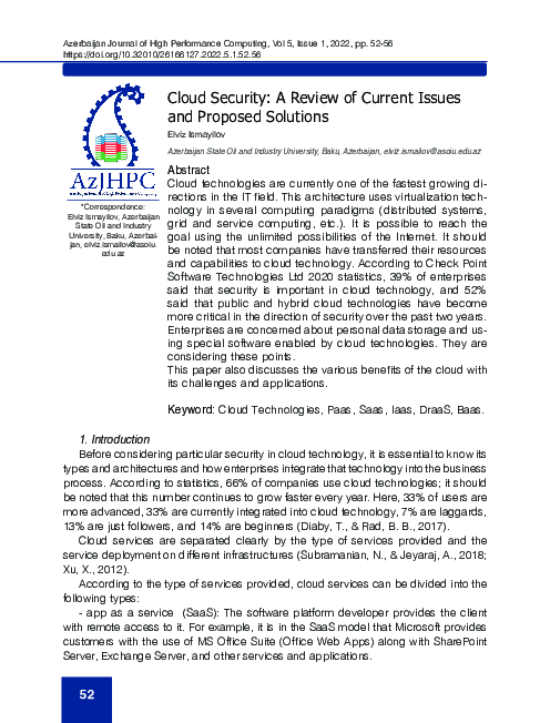 (PDF) Cloud Security: A Review of Current Issues and Proposed Solutions