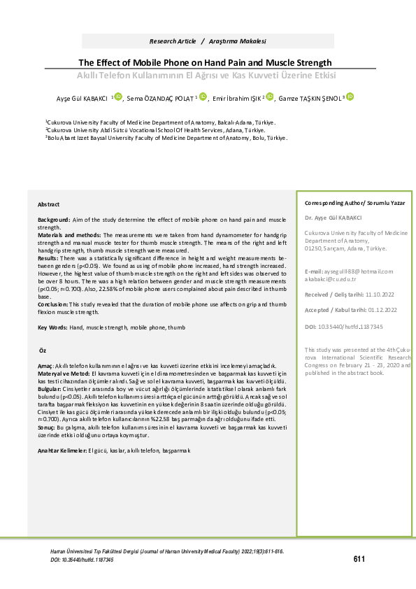 (PDF) The Effect of Mobile Phone on Hand Pain and Muscle Strength