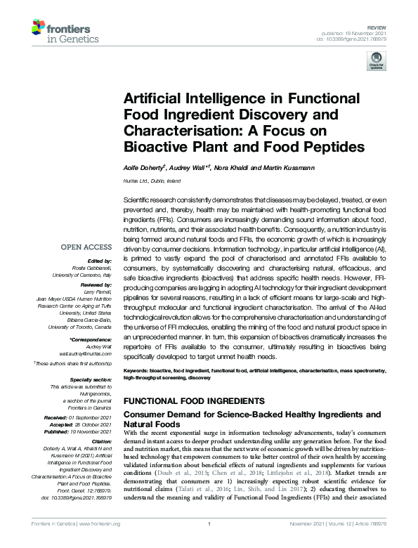 (PDF) Artificial Intelligence in Functional Food Ingredient Discovery ...