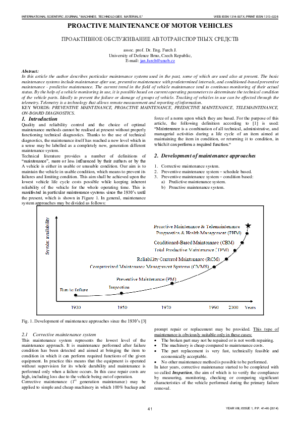 (PDF) Proactive Maintenance of Motor Vehicles