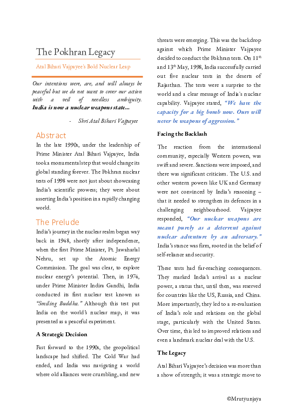 (PDF) The Pokhran Legacy