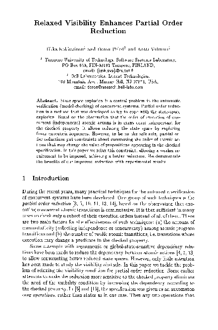 (PDF) Relaxed visibility enhances partial order reduction | Doron Peled - Academia.edu