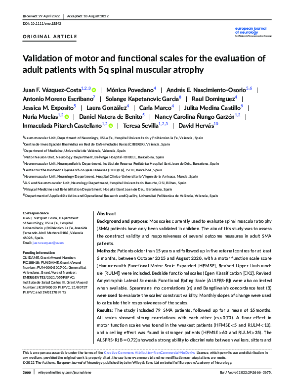 (PDF) Validation of motor and functional scales for the evaluation of ...