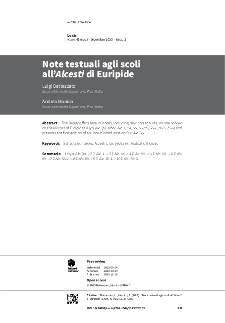 (PDF) Luigi Battezzato, Andrea Monico - Note testuali agli scoli all ...