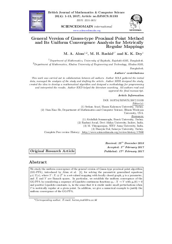 (PDF) General Version of Gauss-type Proximal Point Method and Its Uniform Convergence Analysis ...
