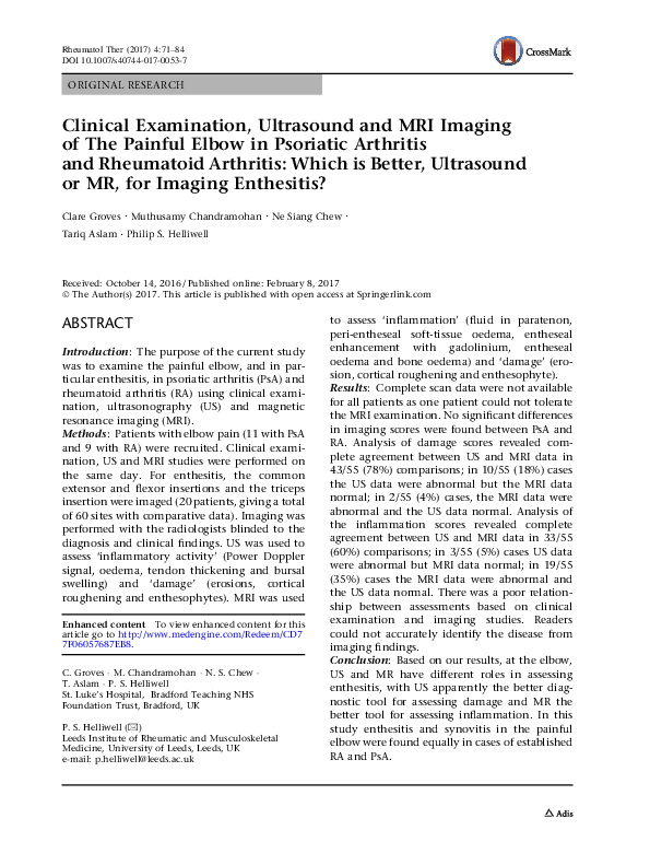 (PDF) Clinical Examination, Ultrasound and MRI Imaging of The Painful ...