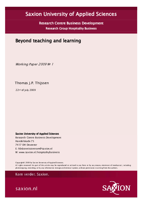 (PDF) Beyond teaching and learning