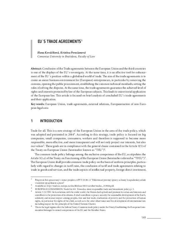 (PDF) EU's trade agreements