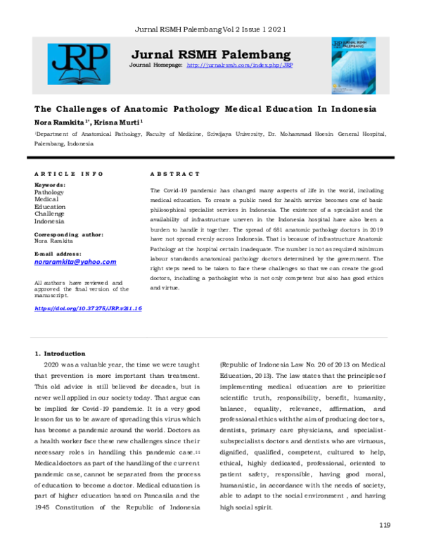 (PDF) The Challenges of Anatomic Pathology Medical Education in Indonesia