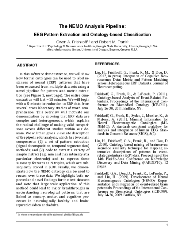 (PDF) The NEMO Analysis Pipeline: EEG Pattern Extraction and Ontology ...