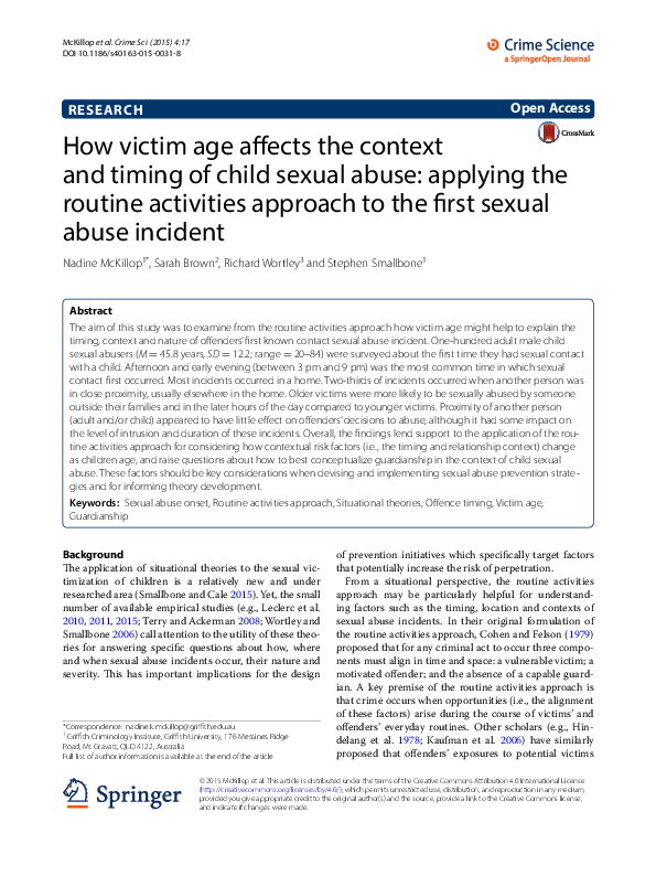 (PDF) How victim age affects the context and timing of child sexual ...