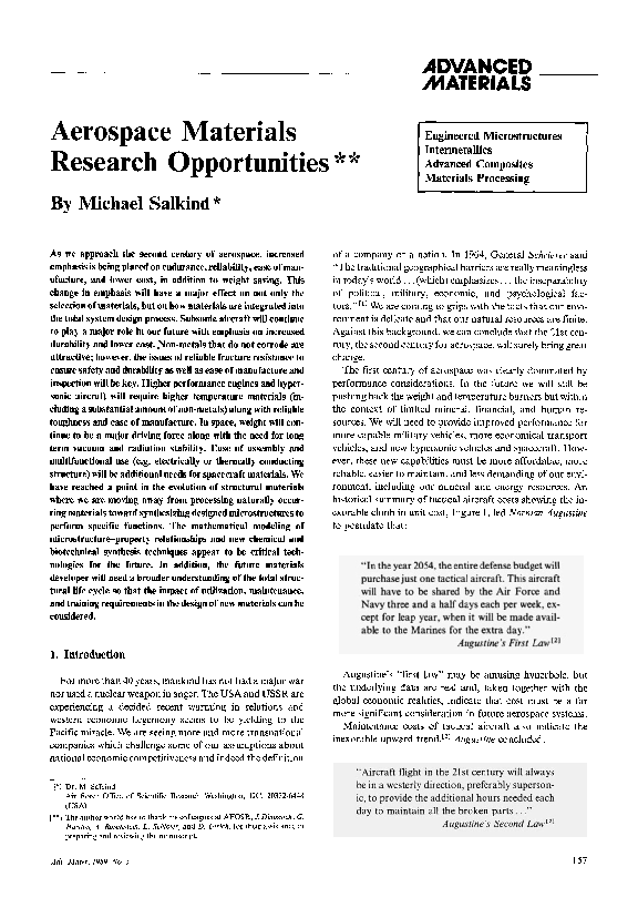(PDF) Aerospace Materials Research Opportunities