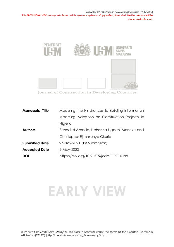 (PDF) Modeling the Hindrances to Building Information Modeling Adoption ...