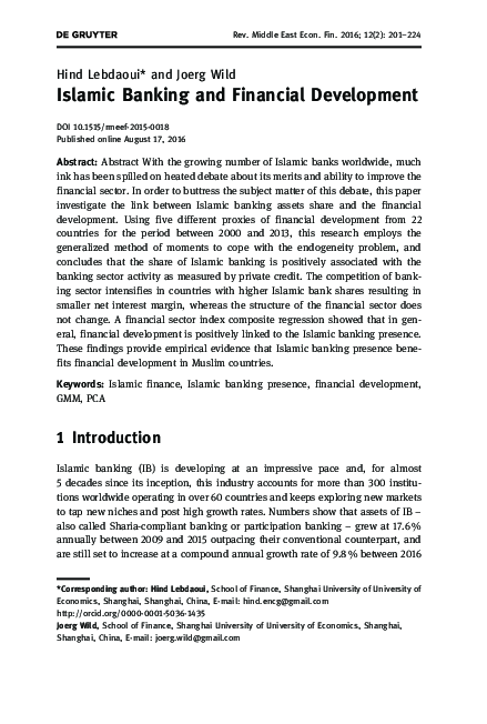 (PDF) Islamic Banking and Financial Development