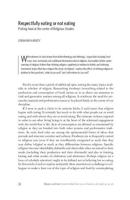 (PDF) Respectfully eating or not eating: putting food at the centre of ...