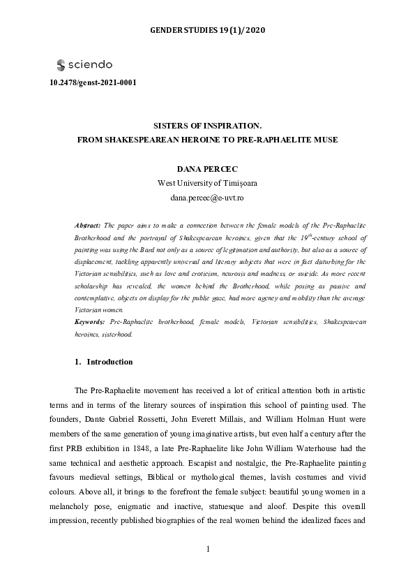 (PDF) Sisters of Inspiration. From Shakespearean Heroine to Pre ...