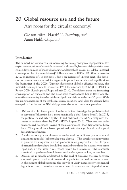 (PDF) Global resource use and the future