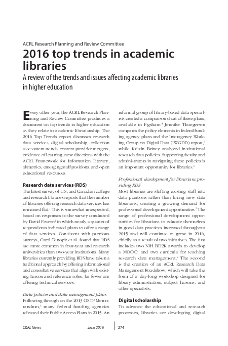(PDF) 2016 top trends in academic libraries A review of the trends and ...