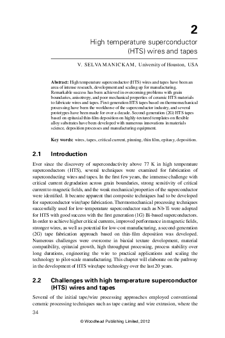 (PDF) High temperature superconductors (HTS) for energy applications