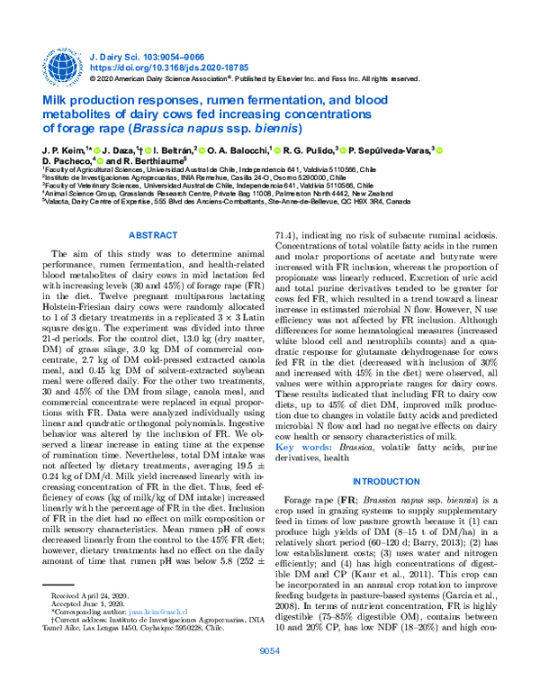 (PDF) Milk production responses, rumen fermentation, and blood ...