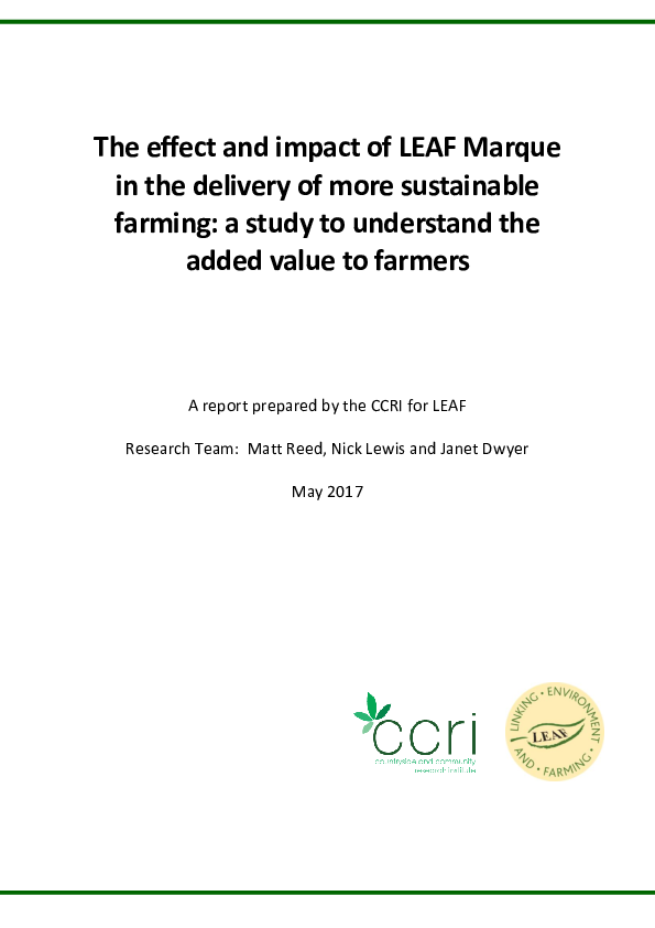 (PDF) The effect and impact of LEAF Marque in the delivery of more ...