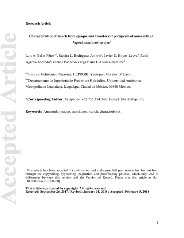 (PDF) Characteristics of Starch from Opaque and Translucent Perisperm ...