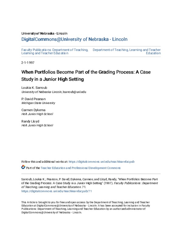 (PDF) When portfolios become part of the grading process: A case study ...