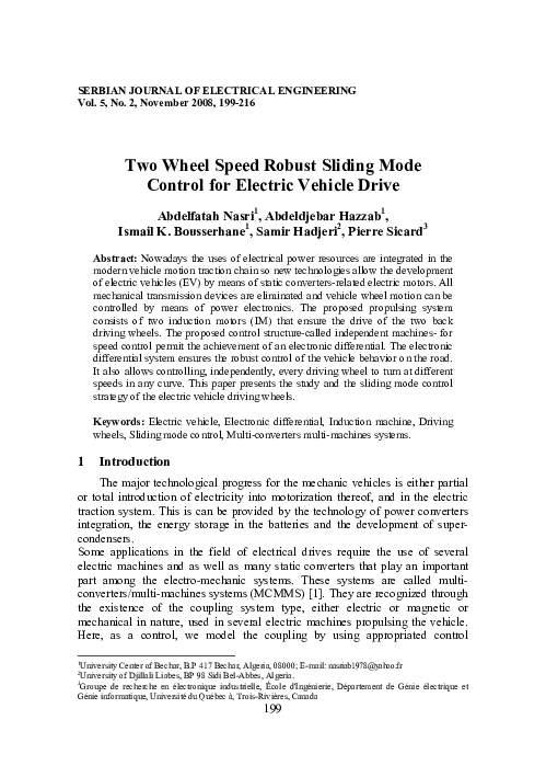 (PDF) Two wheel speed robust sliding mode control for electric vehicle ...