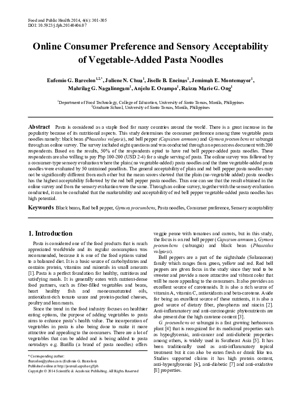 (PDF) Consumer Acceptability of Vegetable Soups
