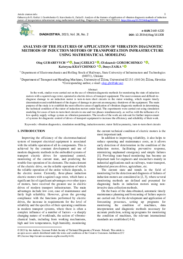 (PDF) Analysis of the features of application of vibration diagnostic methods of induction ...