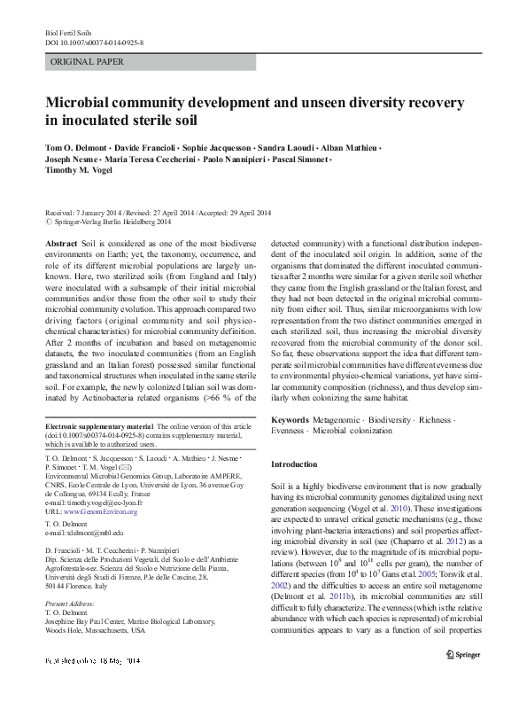 (PDF) Microbial community development and unseen diversity recovery in ...