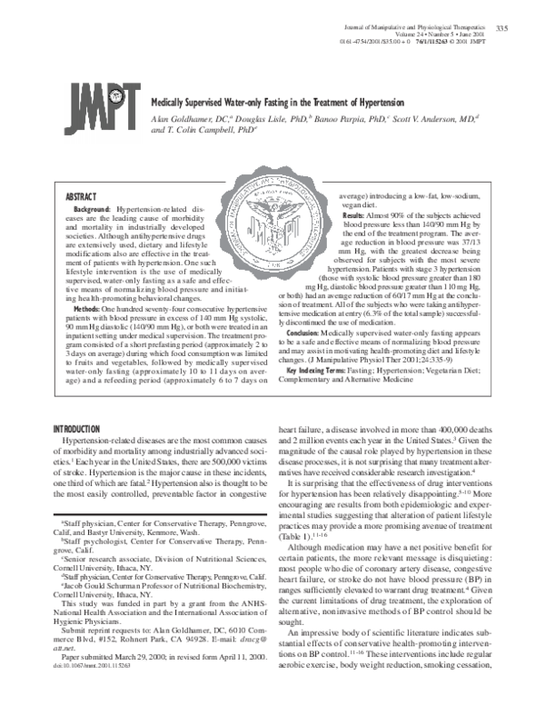 (PDF) Medically supervised water-only fasting in the treatment of ...
