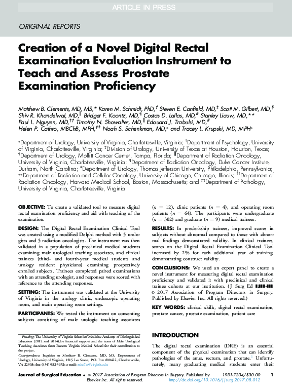 (PDF) Creation of a Novel Digital Rectal Examination Evaluation ...