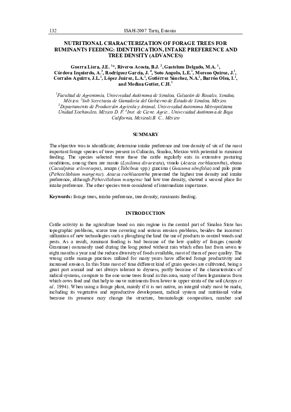 (PDF) Nutritional characterization of forage trees for ruminants ...