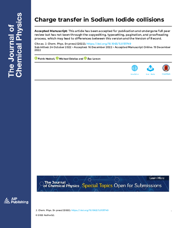 (PDF) Charge transfer in sodium iodide collisions