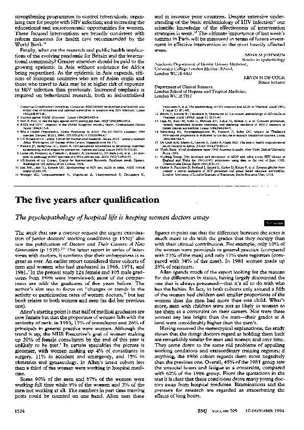 (PDF) The five years after qualification | Jenny Firth-Cozens ...