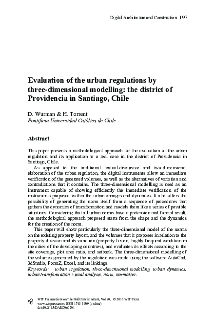 (PDF) 3D Modelling for Evaluating Urban Regulations in Providencia