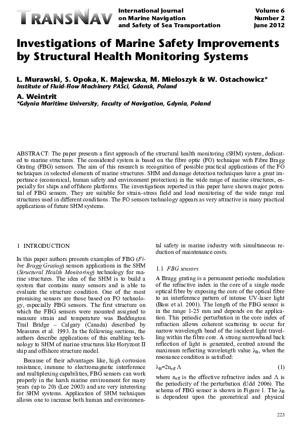 (PDF) Investigations of Marine Safety Improvements by Structural Health Monitoring Systems ...