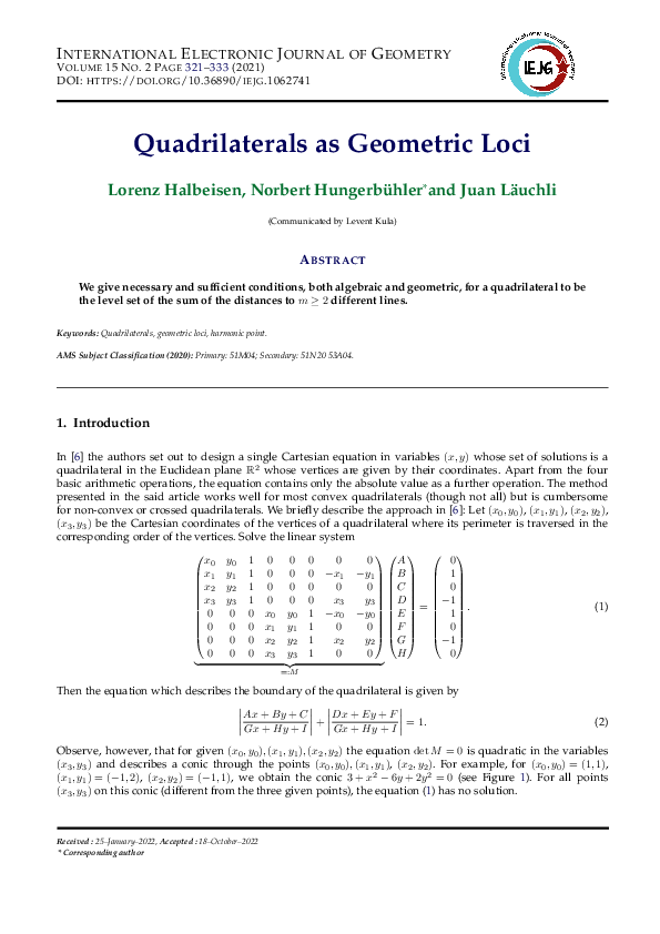 (PDF) Quadrilaterals as Geometric Loci