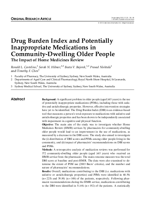(PDF) Drug Burden Index and Potentially Inappropriate Medications in ...