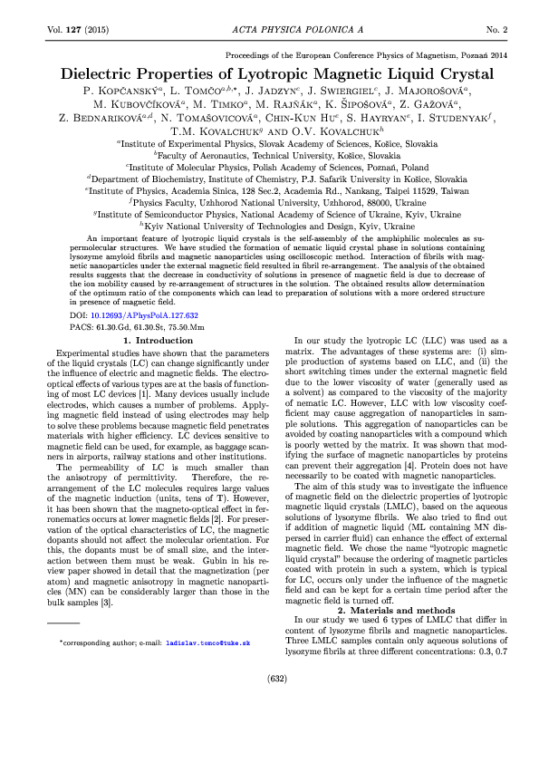 (PDF) Dielectric Properties of Lyotropic Magnetic Liquid Crystal
