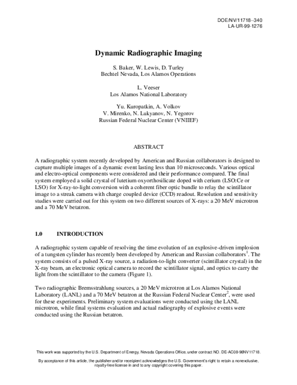 (PDF) Dynamic Radiographic Imaging