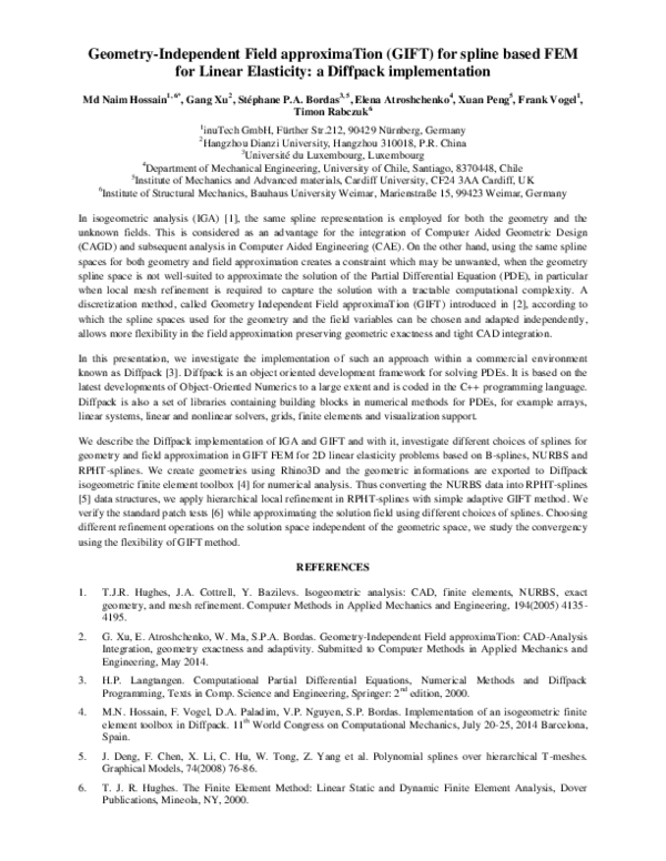 (PDF) Geometry - Independent Field approximaTion (GIFT) for spline based FEM for Linear ...
