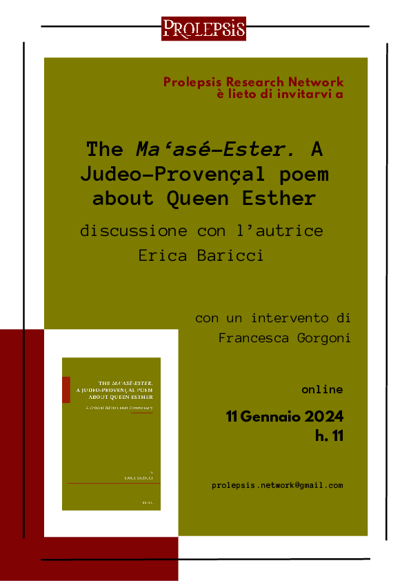 (PDF) Presentazione del libro "The Ma'asé-Ester. A Judeo-Provençal poem ...